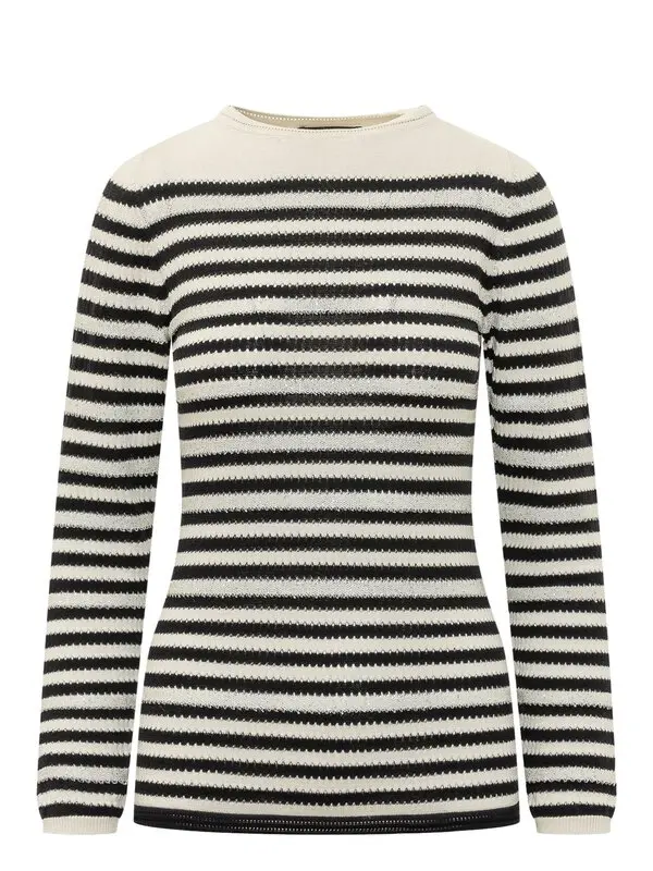 Fabiana Filippi Striped Neckline Knit Sweater - Burro/blu Notte
