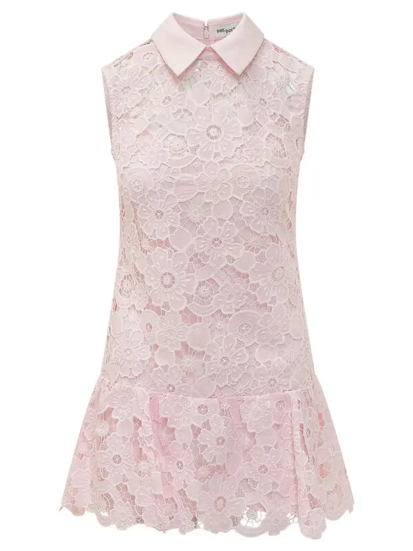 SELF-PORTRAIT Mini Suit With Collar - Pink