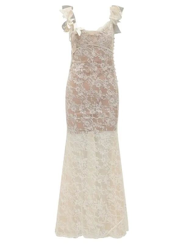SELF-PORTRAIT Elegant Lace Suit With Statement Lines - Cream