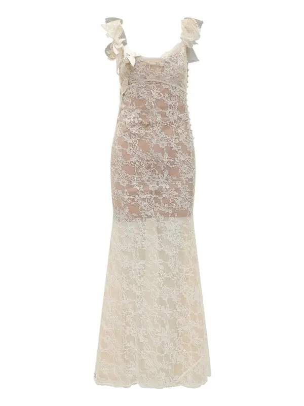 SELF-PORTRAIT Elegant Lace Suit With Statement Lines - Cream
