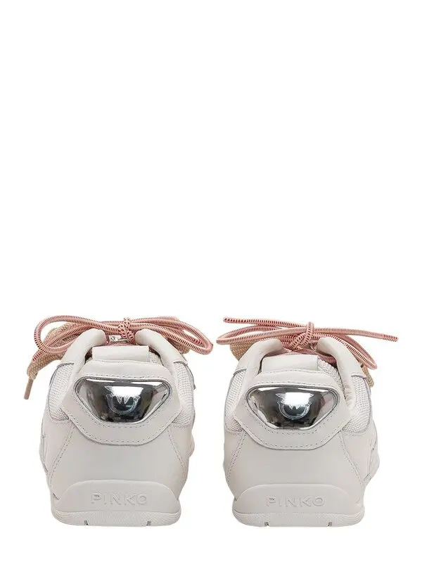 Pinko Leather Sneakers With Metallic Accents - White