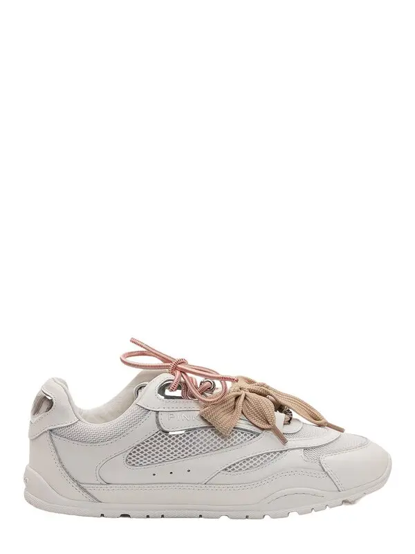 Pinko Leather Sneakers With Metallic Accents - White