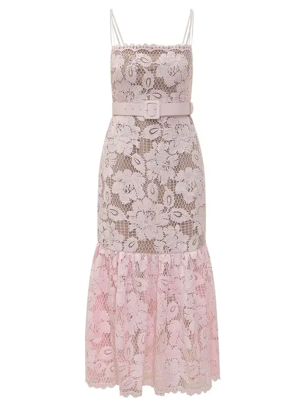 SELF-PORTRAIT Lace Midi Dress - Pink