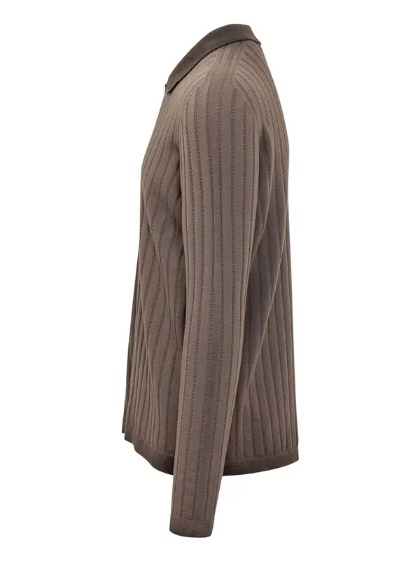 AROVESCIO Ribbed Collared Shirt - Ebony