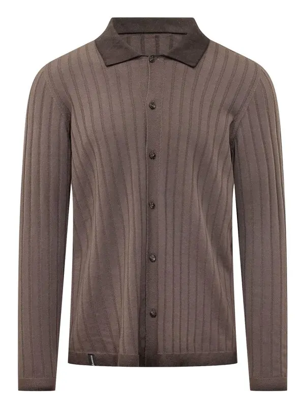 AROVESCIO Ribbed Collared Shirt - Ebony