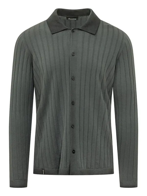 AROVESCIO Ribbed Knit Shirt With Collared Neck - Graphite