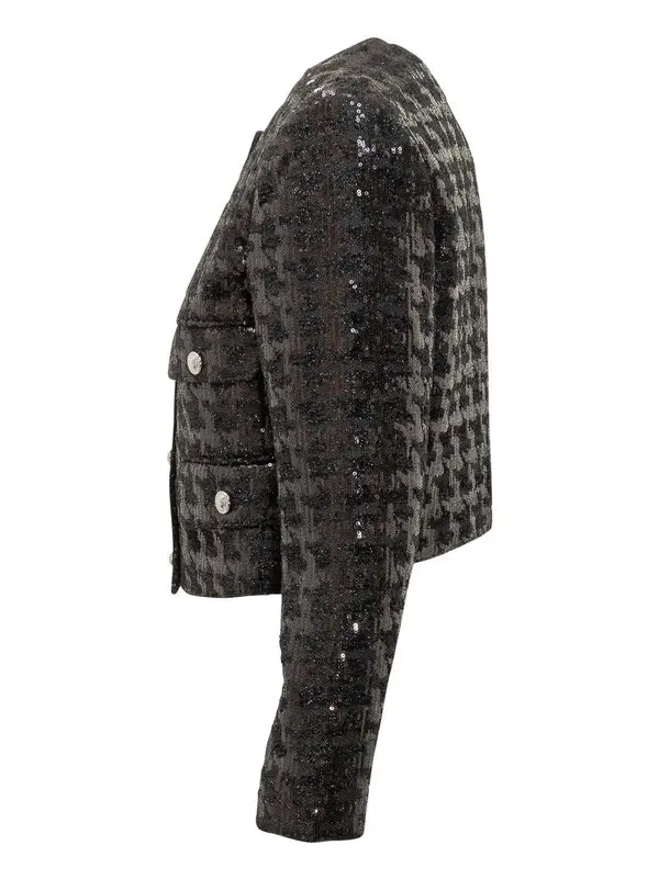 Michael Kors Tweed Blazer With Paintillettes - Black