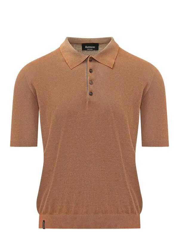 AROVESCIO Button-front Cut-sleeve Polo Shirt - Pumpkin
