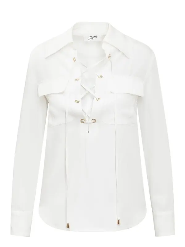 THE SEAFARER Lace-up Mini Shirt - Bianco