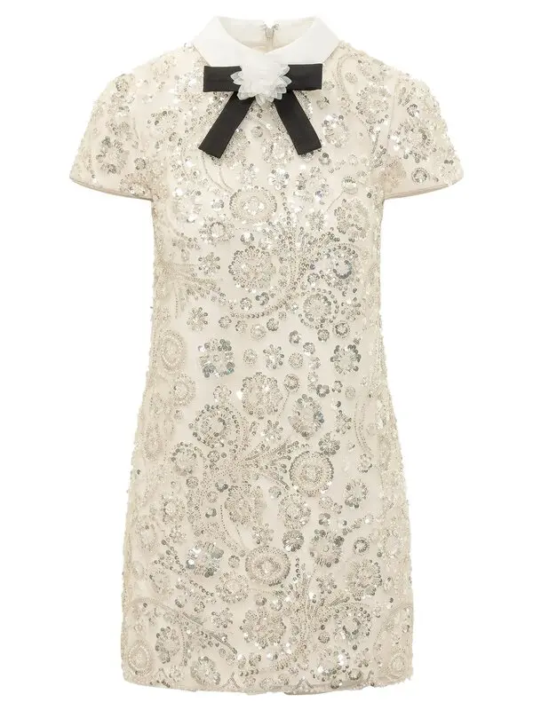 SELF-PORTRAIT Sequin Mini Dress - Cream
