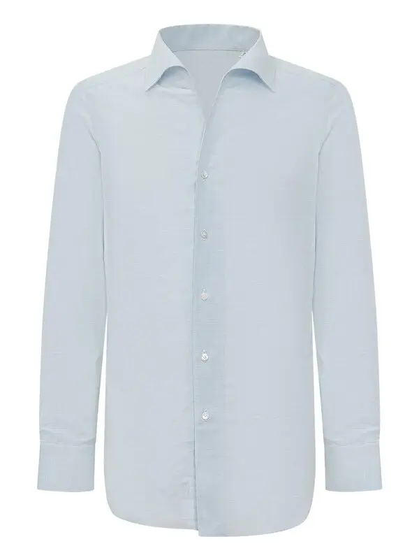 FINAMORE 1925 Classic Mini Linen-cotton Blend Shirt - Azzurro