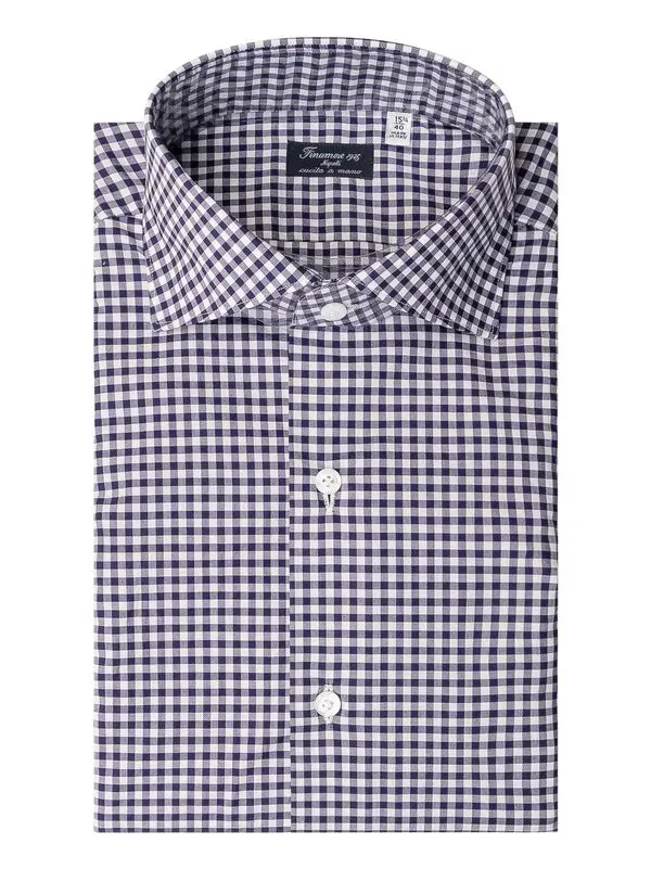 FINAMORE 1925 Classic Quadri Shirt With Cthessico Collar - Bianco