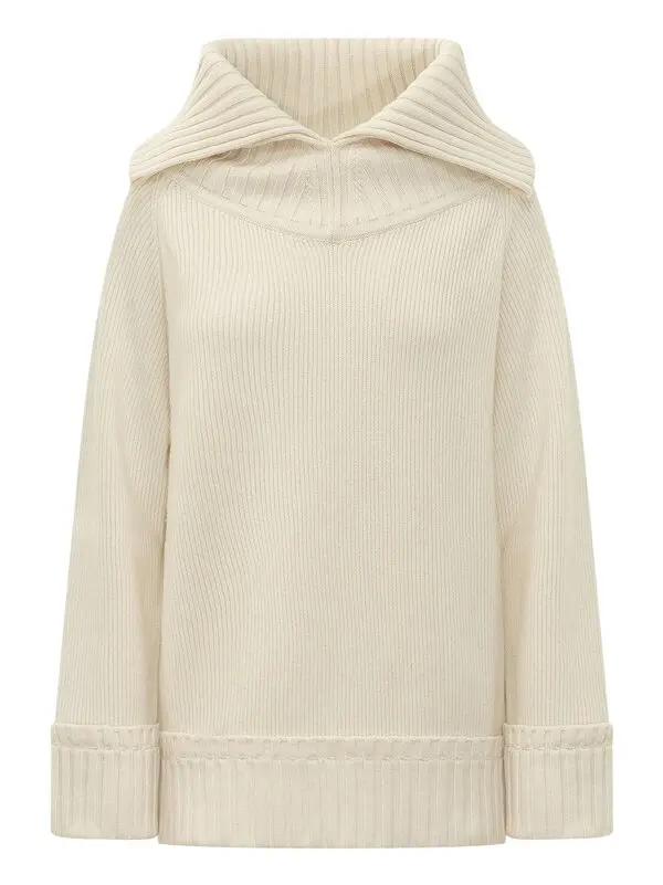 Victoria Beckham Wide-collar Knit Jumper - Ivory