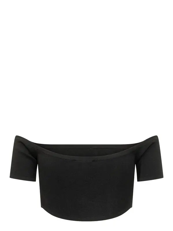 Elisabetta Franchi Tricot Off-the-shoulder Crop Top - Nero