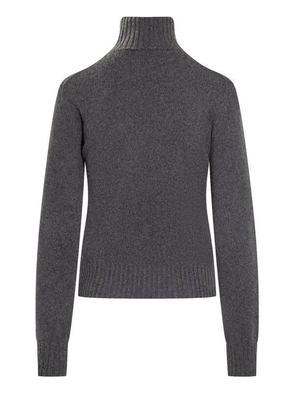 AMI Paris Cashmere And Wool Dolcevita Sweater - Anthracite