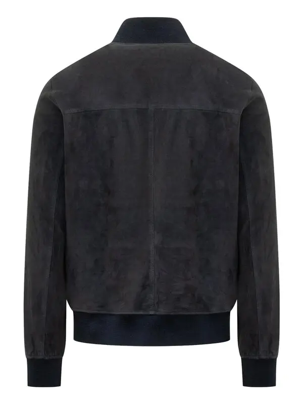 RENZO CENCI Leather Bomber Jacket - Navy