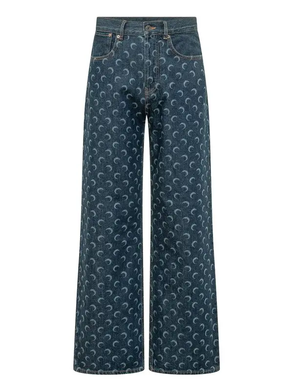 MARINE SERRE Straight Leg Jeans - Midnight Blue