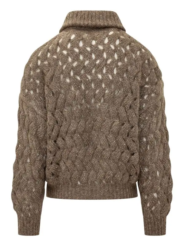 Brunello Cucinelli Roll Neck Cardigan - Brown