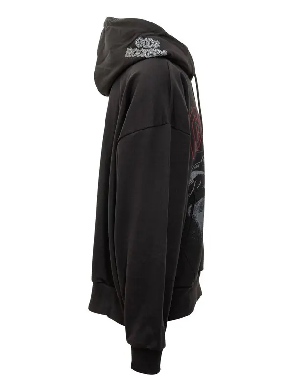 Gcds Skull Print Statement Hoodie - Black