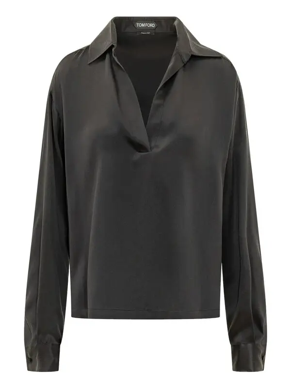 TOM FORD Silk Satin Polo - Black