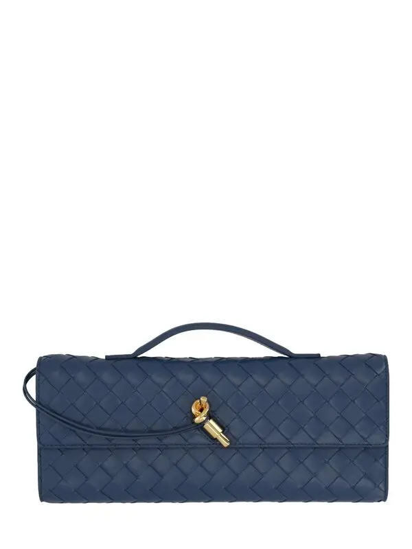 Bottega Veneta Andiamo Mini Leather Clutch Bag 13cm X 31cm X 3cm - Blue