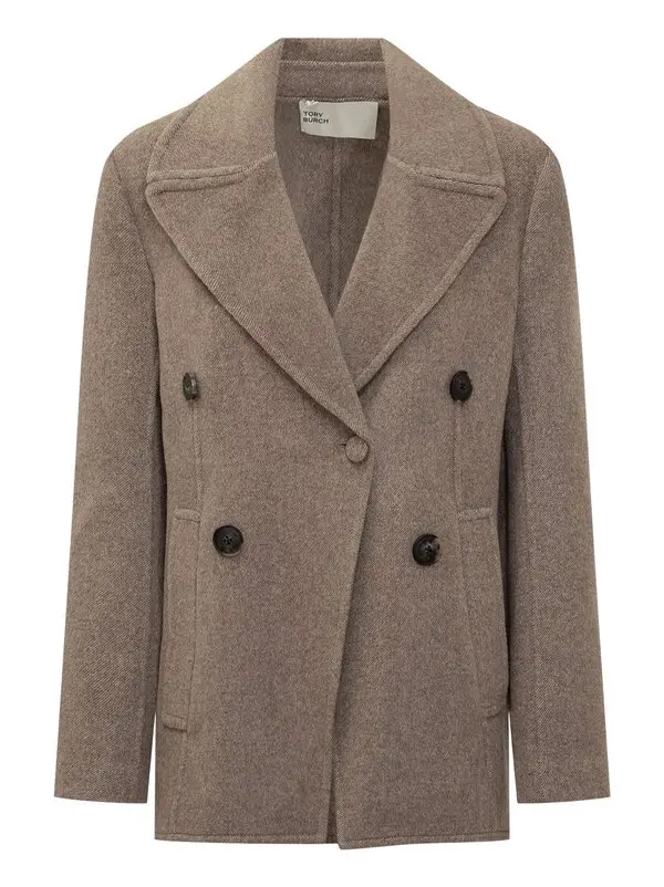 Tory Burch Wool Blazer Jacket - Ashed Moka