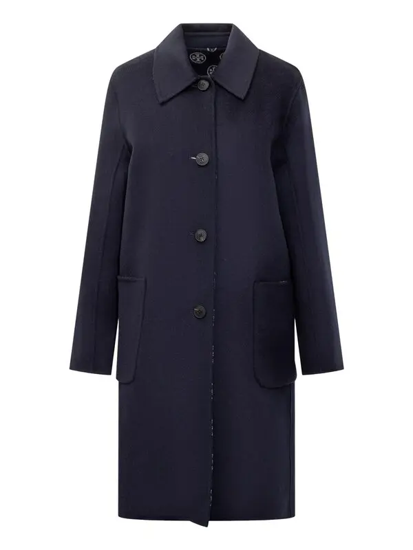 Tory Burch Wool Blend Jacket - Medium Navy