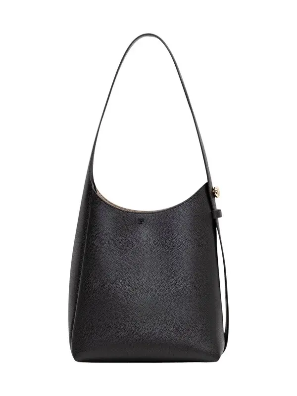 Tory Burch Leather Hobo Handbag - Black