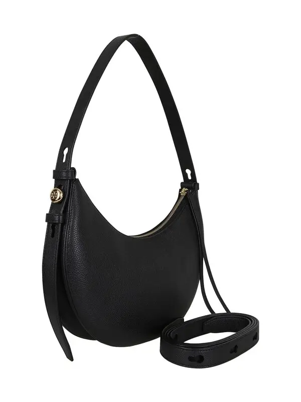 Tory Burch Leather Half Moon Handbag - Black