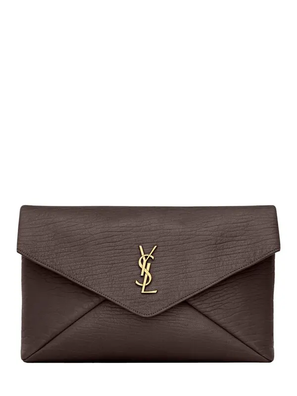 Saint Laurent Mini Leather Flap Bag With Origami Construction, 18 Cm Height, 29.5 Cm Width, 4.5 Cm Depth - Marrone