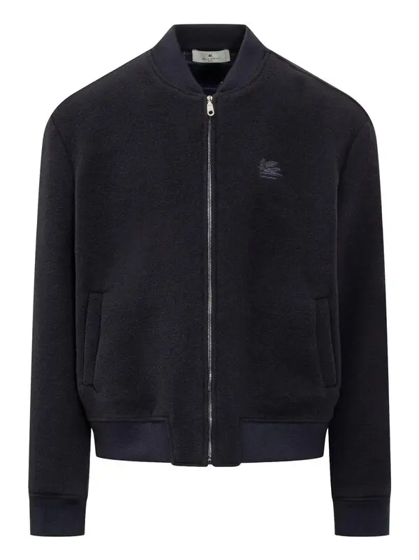 Etro Wool Blend Bomber Jacket - Blu