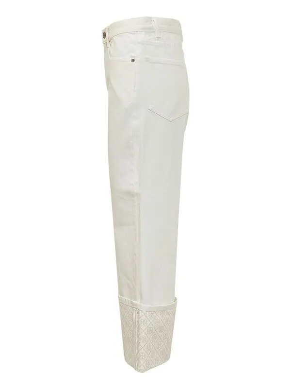 Tory Burch Cuffed Straight Leg Trousers - White