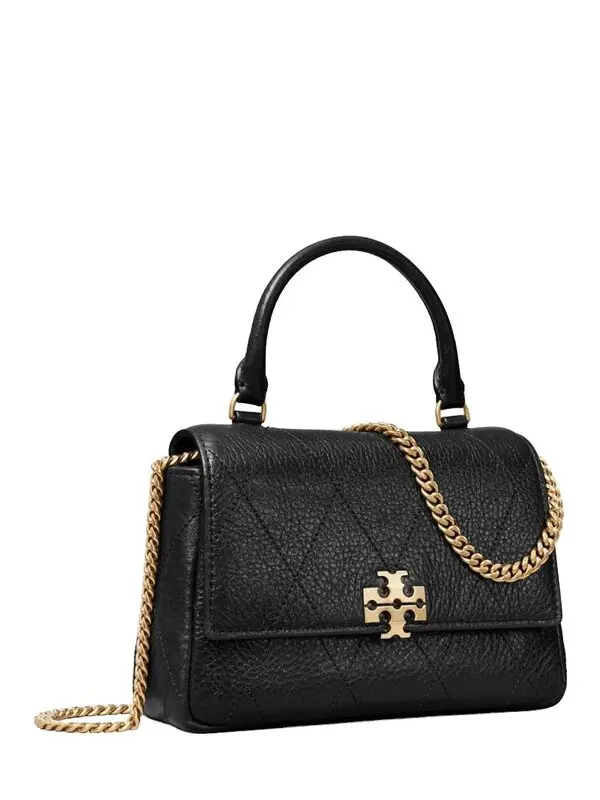 Tory Burch Quilted Top Handle Chain Wallet - Black