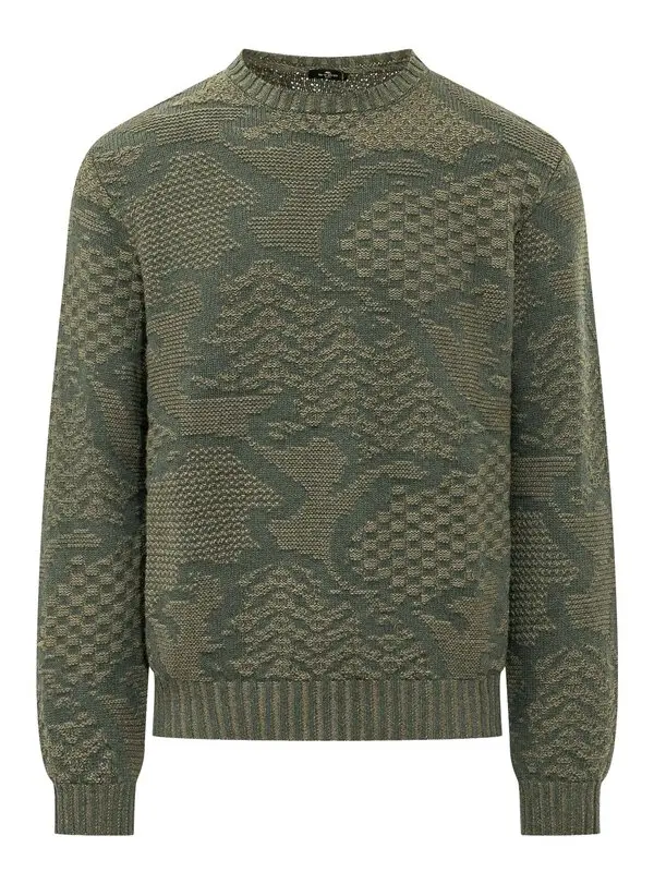 Etro Ribbed Knit Crewneck Sweater - Verde