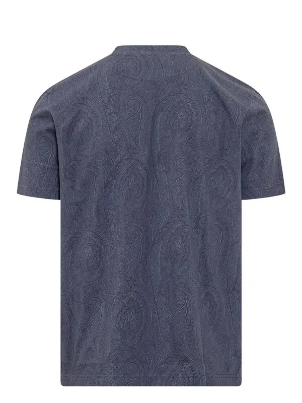 Etro Giro Neck Mini T-shirt With Artistic Print - Blu