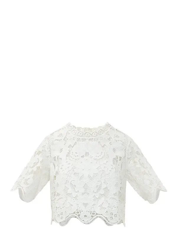 Michael Kors Lace Sleeve Top - White