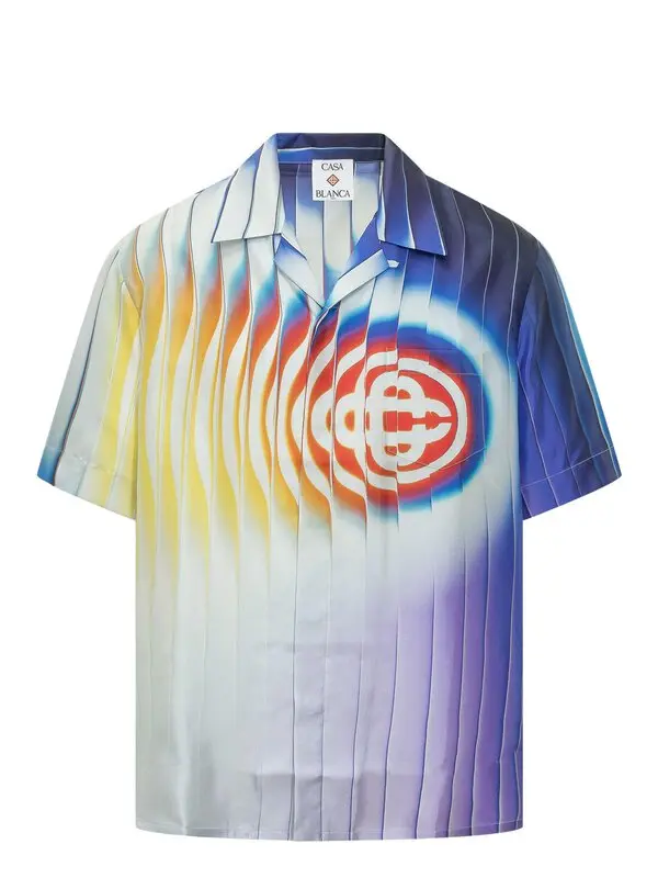 Casablanca Sleeves Cut Cuban Shirt With Graphic Print - Shockwave