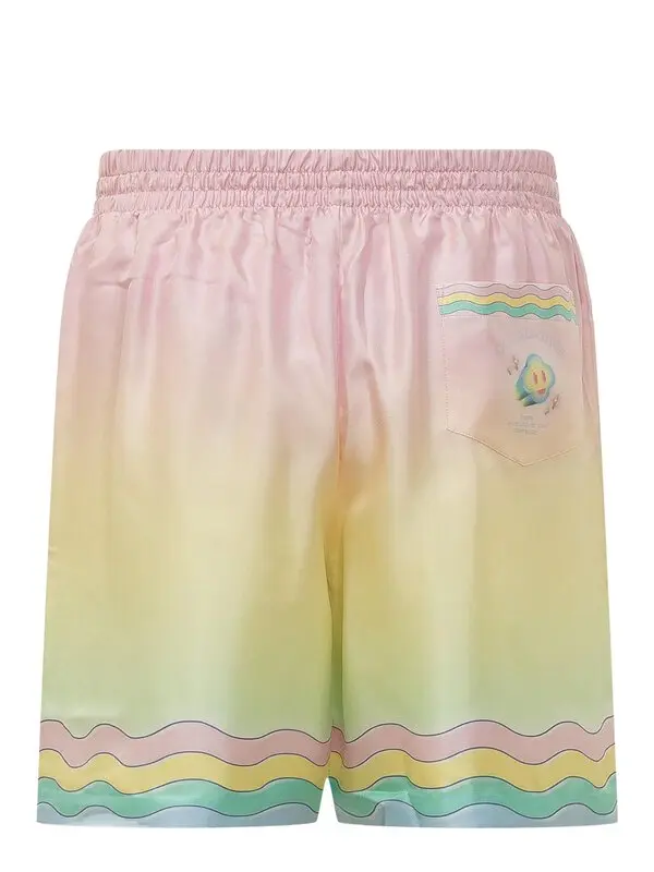 Casablanca Elegant Silk Shorts With Wavy Pattern - Multicolor