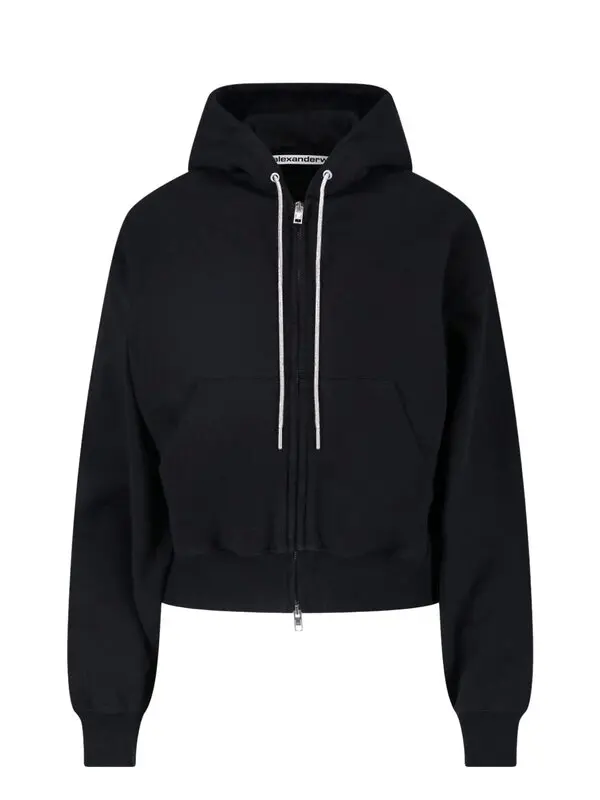 Alexander Wang Cropped Zip-up Hoodie - Black