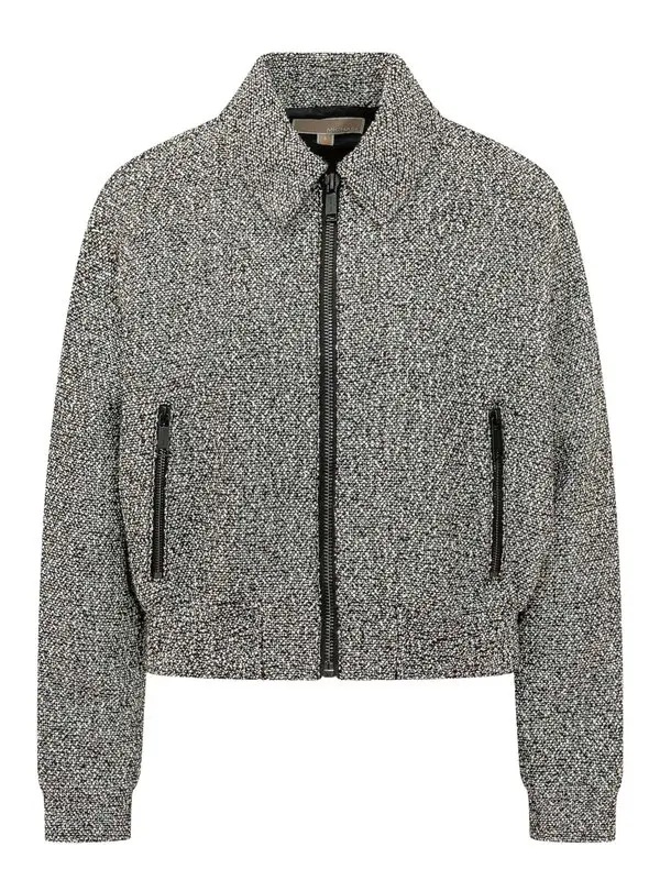 Michael Kors Tweed Bomber Jacket - Black/bone