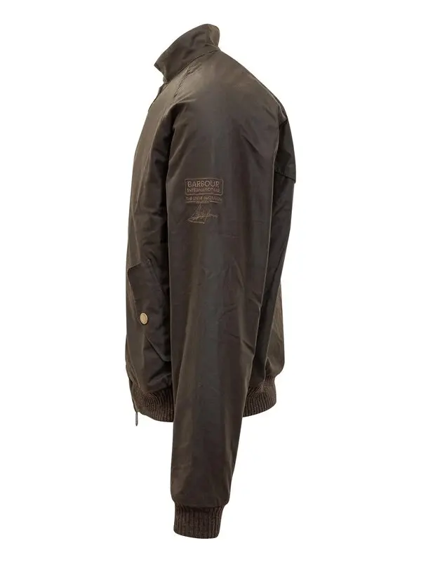BARBOUR INTERNATIONAL Cotton Waxed Bomber Jacket - Olive