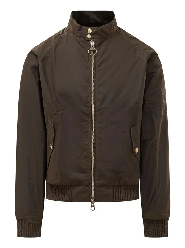 BARBOUR INTERNATIONAL Cotton Waxed Bomber Jacket - Olive