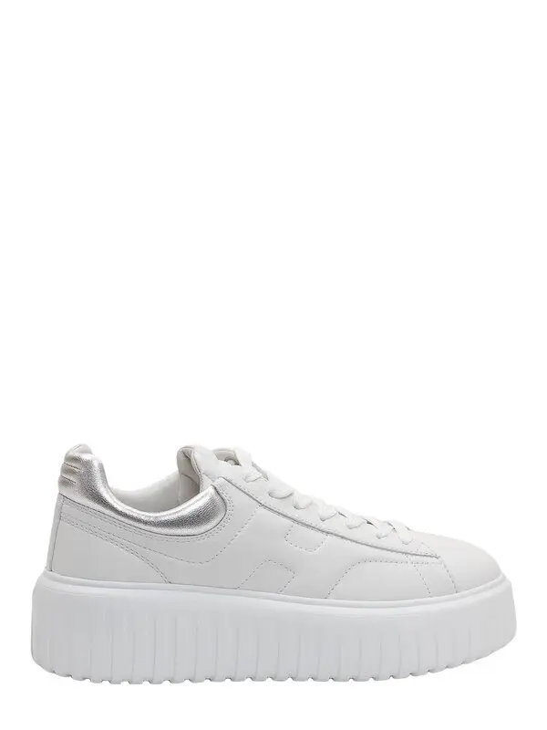 Hogan Leather Platform Sneakers - Bianco/argento