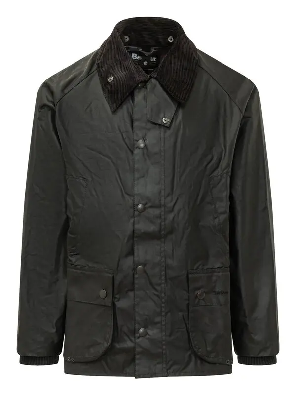 Barbour Waxed Cotton Jacket With Velvet Collar - Black