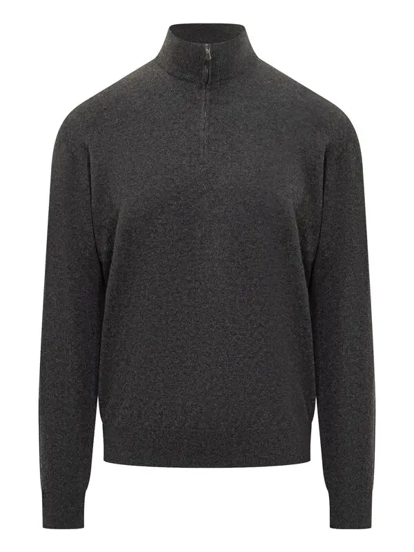 FILIPPO DE LAURENTIIS Wool Half-zip Knit Sweater - Antracite
