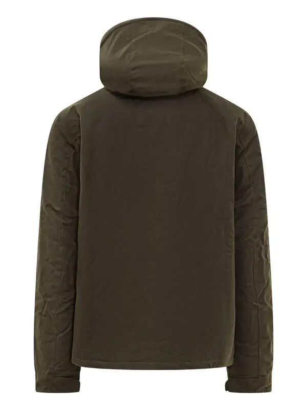BARBOUR INTERNATIONAL Waxed Cotton Hooded Jacket With Shearling Lining - Olive