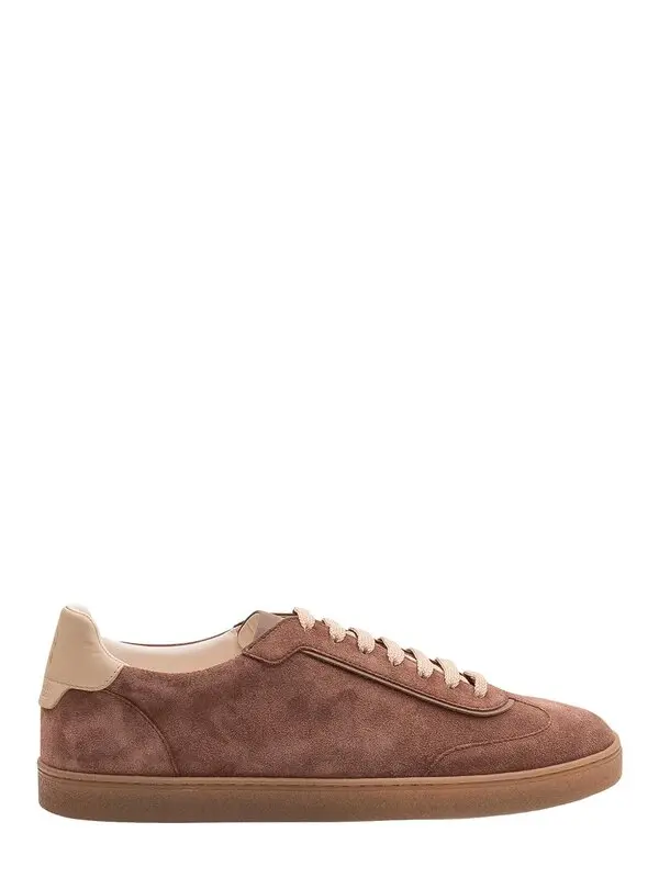 Brunello Cucinelli Brushed Leather Low-top Sneakers - Fango