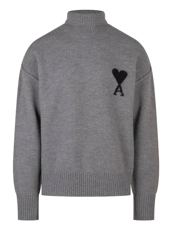 AMI Paris Funnel Neck Sweater - Gris Cendre