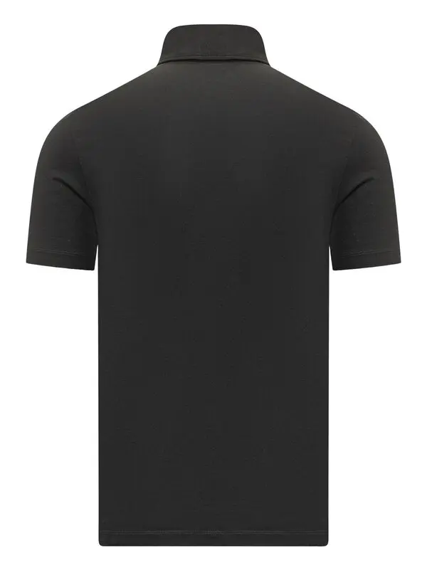 Malo Short Sleeve Polo With Collar And Buttons - Nero