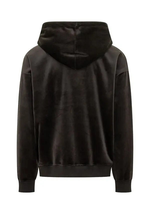 Y3 Zip-front Velvet Hoodie - Black